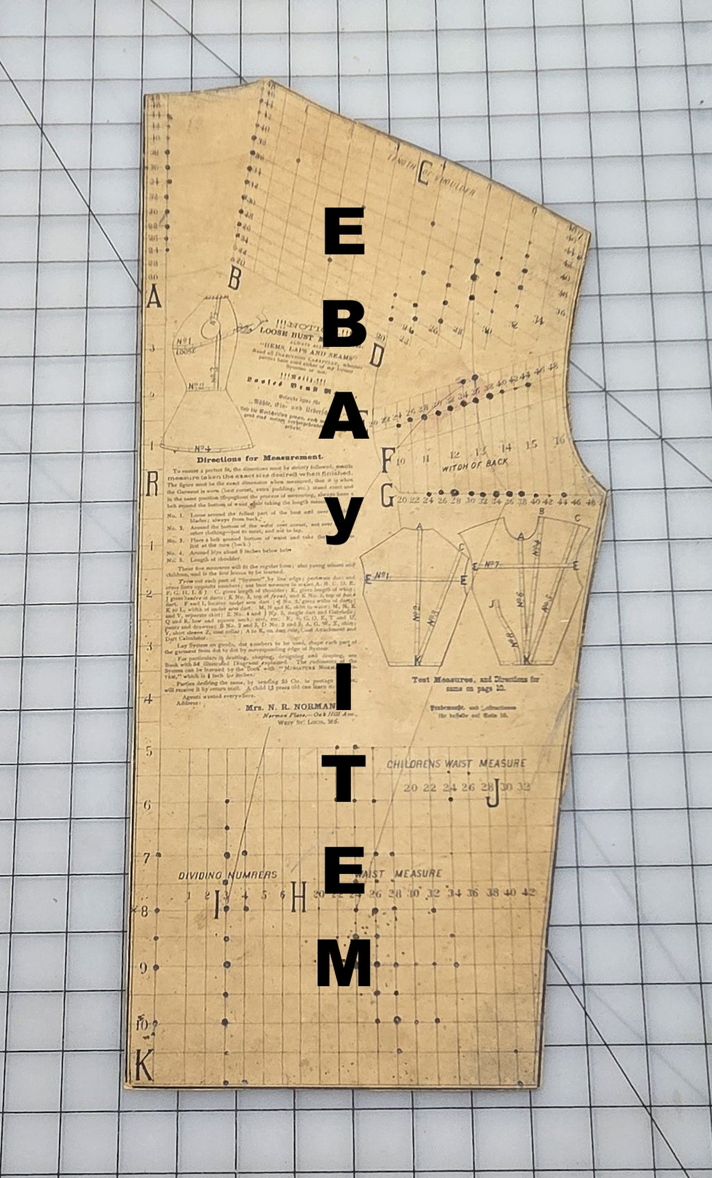 Diagram c1870 - c1890s Mrs. N. R. Norman Original Pattern Bodice Syste ...